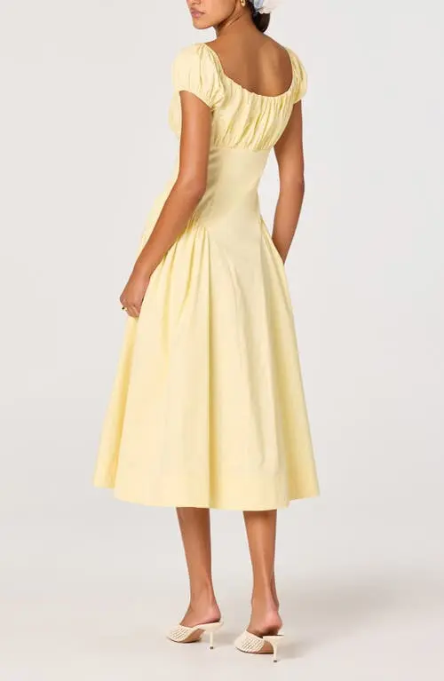 Astr The Label Cap Sleeve Midi Dress - Yellow