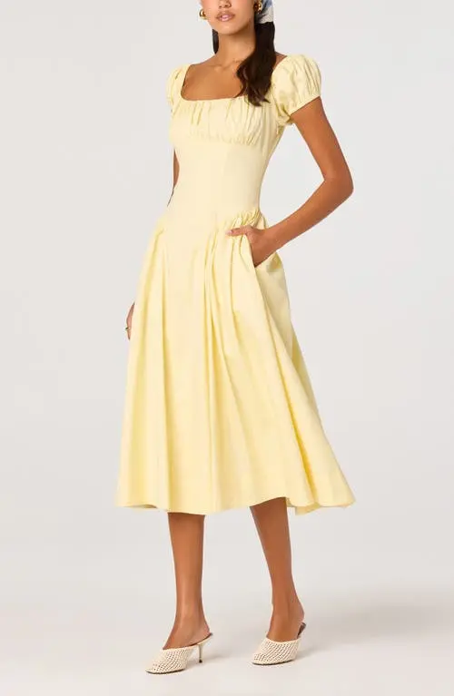 Astr The Label Cap Sleeve Midi Dress - Yellow