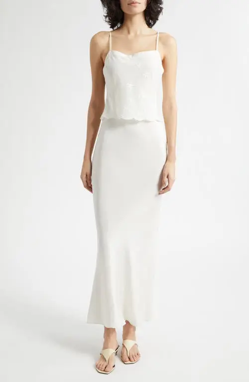 Posse Cove Embroidered Silk-blend Maxi Dress With Scarf - Pearl