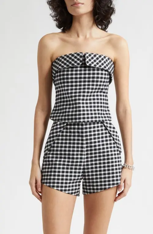 Posse Chiara Strapless Stretch Cotton Top - Black/white