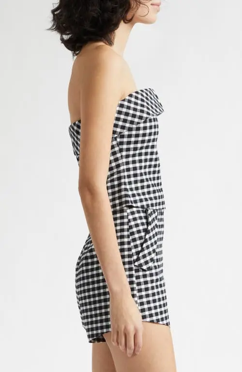 Posse Chiara Strapless Stretch Cotton Top - Black/white