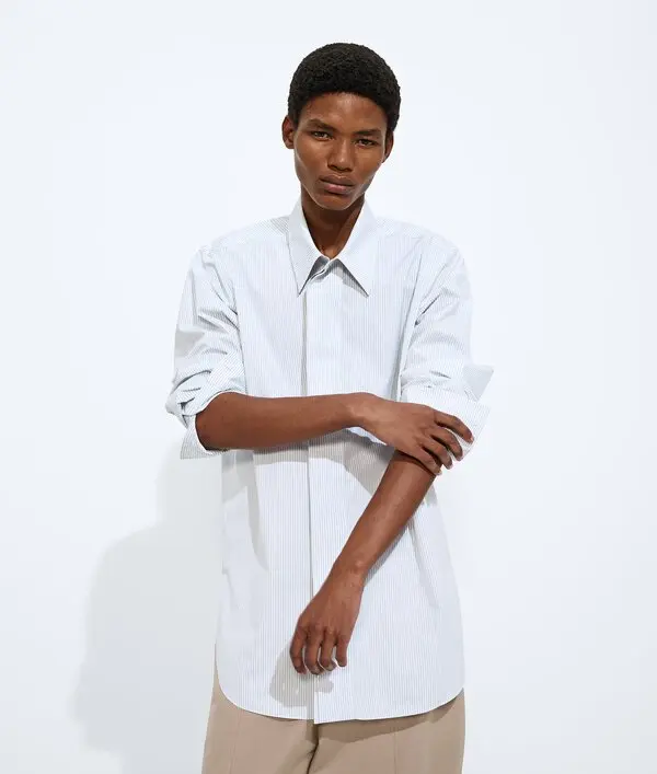 Bottega Veneta Striped Cotton Poplin Shirt