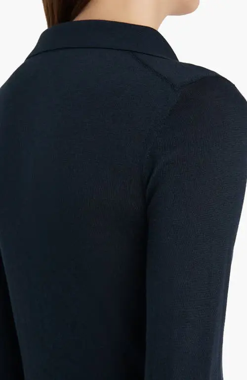 Khaite Mikel Wool Blend Polo Sweater - Midnight Navy