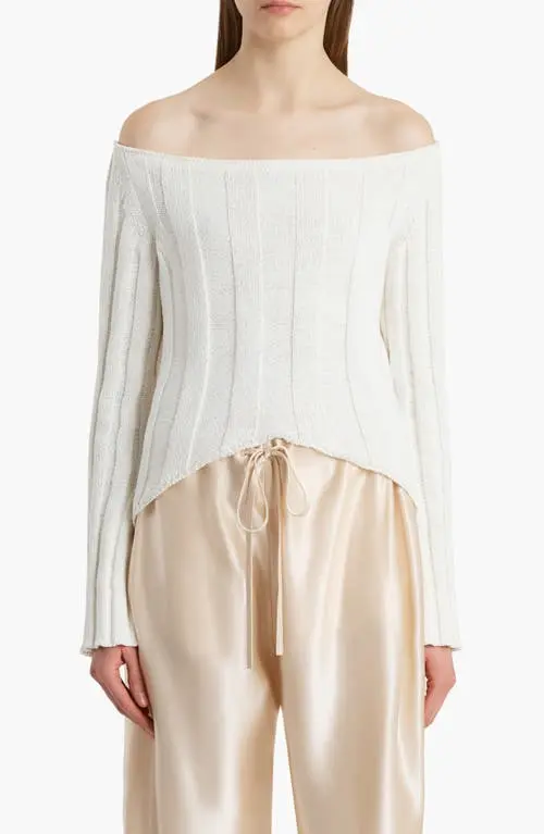 Khaite Sylas Off-the-shoulder Ribbed Sweater - Glaze