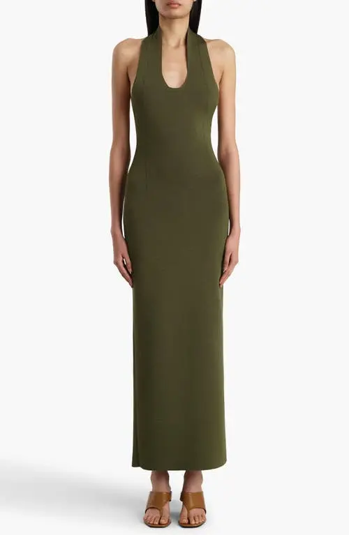 Khaite Mahi Halter Milano Knit Dress - Olive