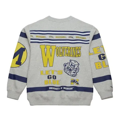 Mitchell & Ness Michigan Wolverines All Over Print Sweatshirt