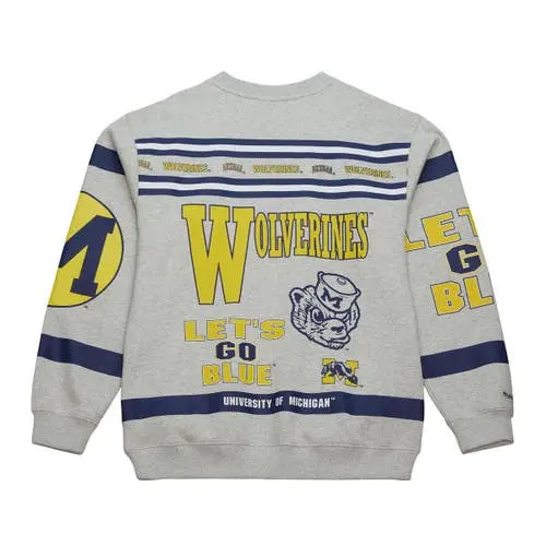 Mitchell & Ness Michigan Wolverines All Over Print Sweatshirt