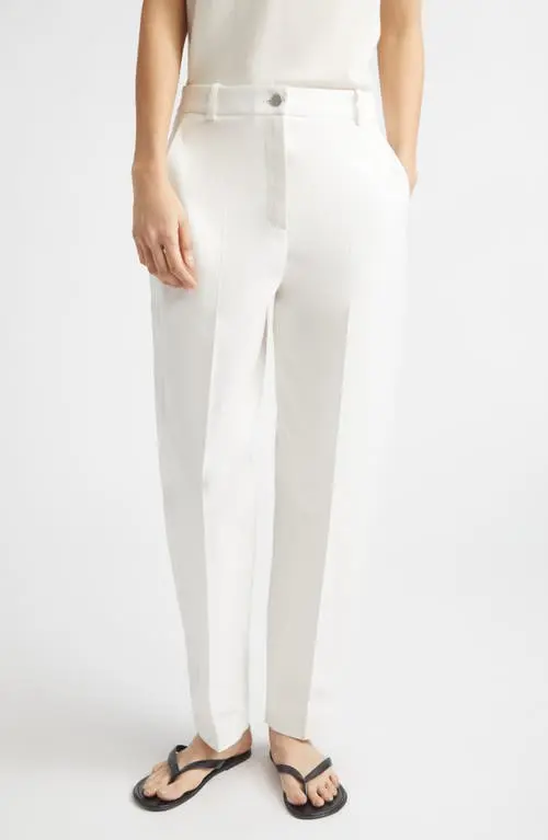 Partow Astor Cotton Twill Tapered Leg Trousers - Ivory