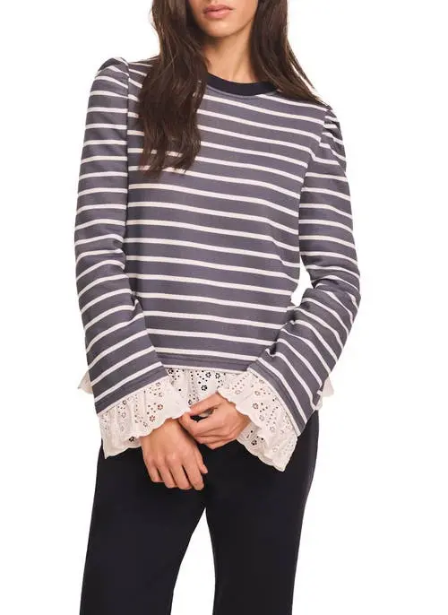 Mint Velvet Striped Woven Mix Sweatshirt