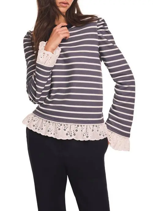 Mint Velvet Striped Woven Mix Sweatshirt