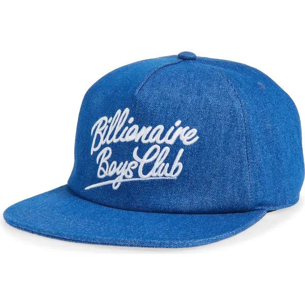 BILLIONAIRE BOYS CLUB Script Embroidered Adjustable Baseball Cap - Denim