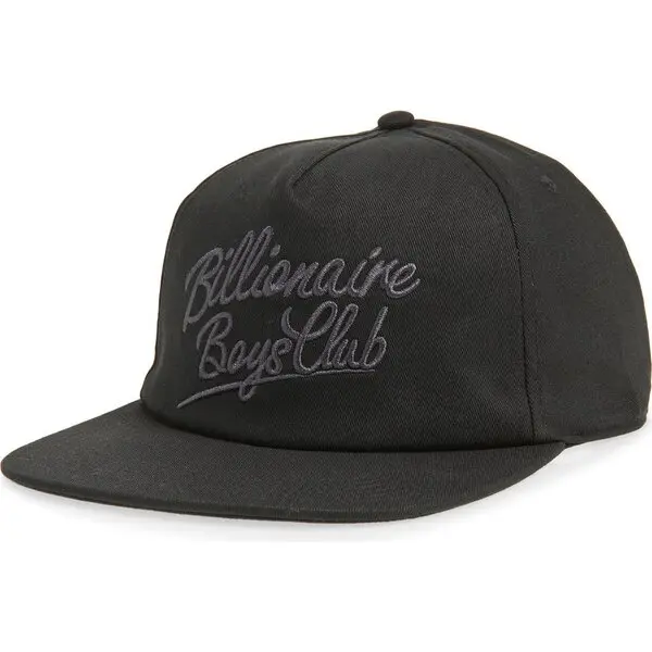 BILLIONAIRE BOYS CLUB Script Embroidered Snapback Baseball Cap - Black
