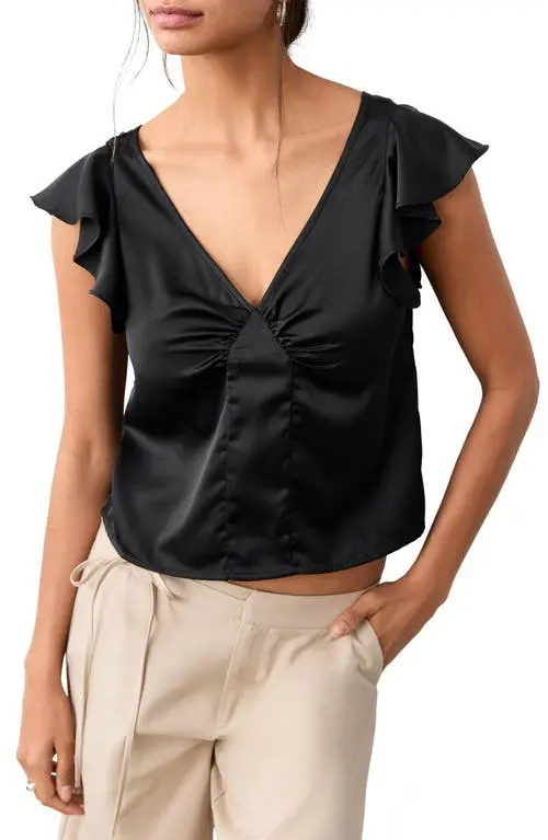 Mango Satin Ruffle Top