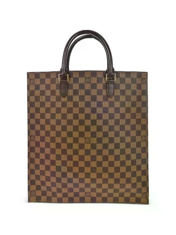 LOUIS VUITTON 2005 Check Tote Handbag - Brown