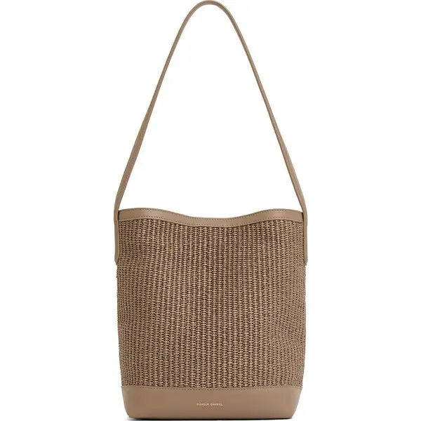 MANSUR GAVRIEL Small Everyday Cabas Woven Raffia & Suede Bucket Tote - Anise
