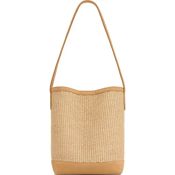 MANSUR GAVRIEL Small Everyday Cabas Woven Raffia & Suede Bucket Tote - Natural