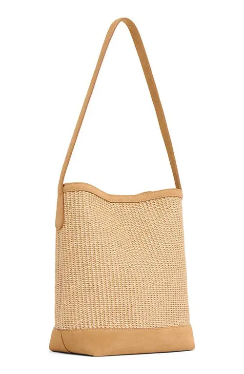 MANSUR GAVRIEL Small Everyday Cabas Woven Raffia & Suede Bucket Tote - Natural