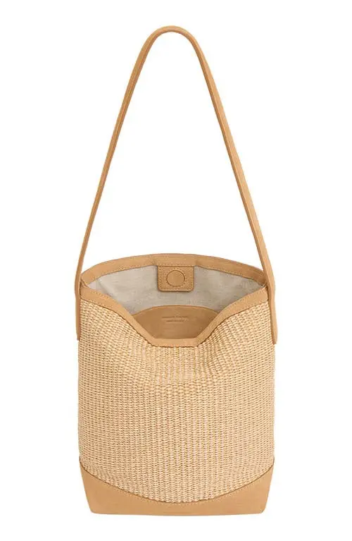 MANSUR GAVRIEL Small Everyday Cabas Woven Raffia & Suede Bucket Tote - Natural