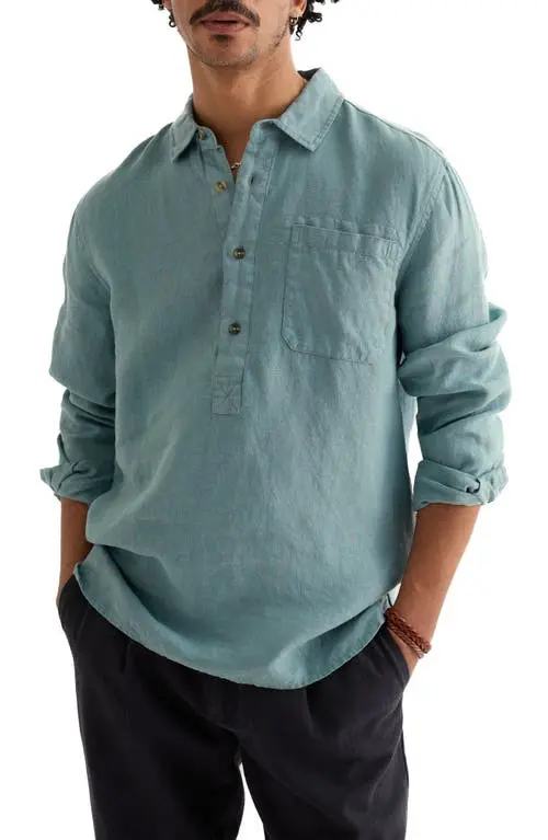 SEASALT CORNWALL Artists Linen Popover Shirt - Enamel