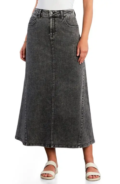 WASH LAB DENIM Denim Maxi Skirt - Black Diamond