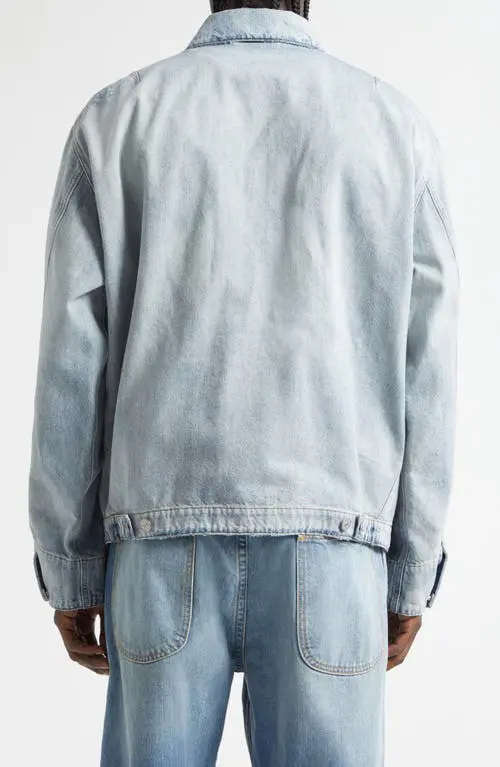 MAISON MARGIELA Distressed Zip-up Denim Trucker Jacket - Light Blue