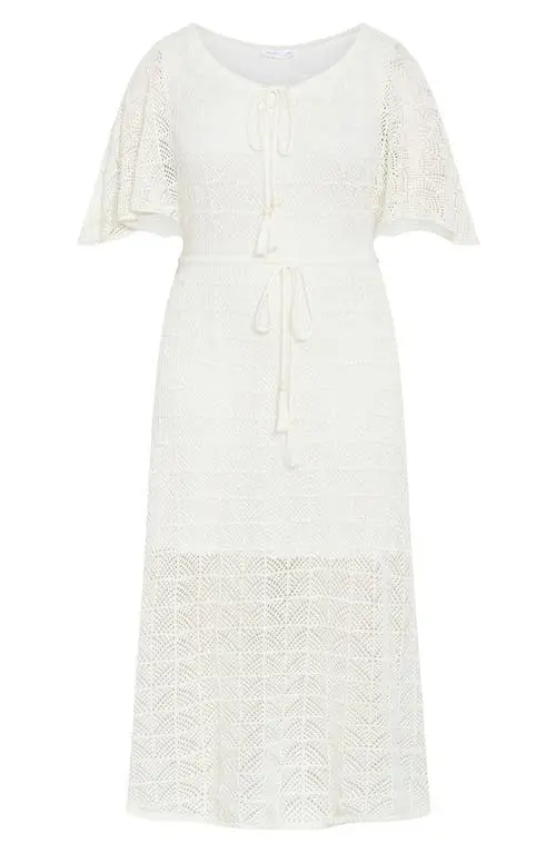 City Chic Cassie Open Stitch Maxi Dress - Creme
