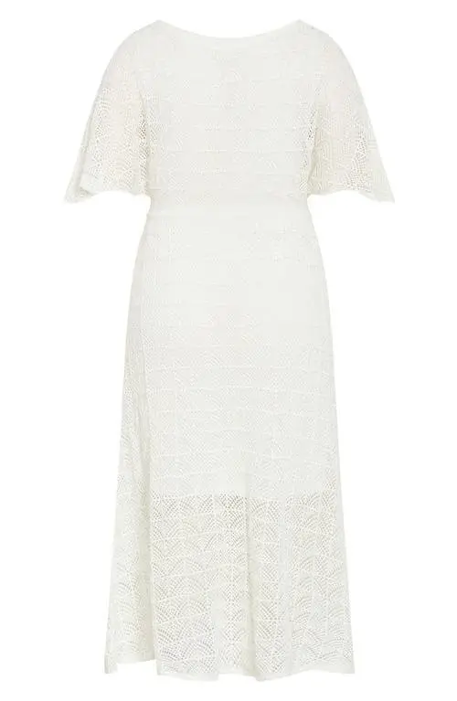 City Chic Cassie Open Stitch Maxi Dress - Creme