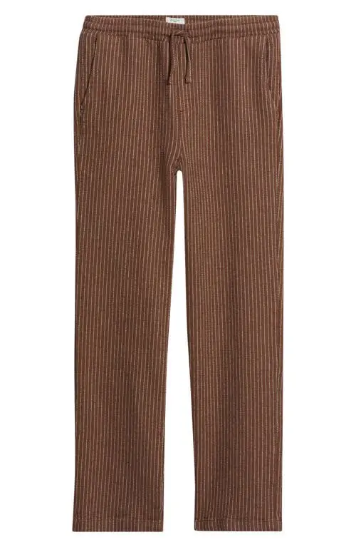 PERCIVAL Sorrento Pinstripe Cotton & Linen Drawstring Pants - Brown