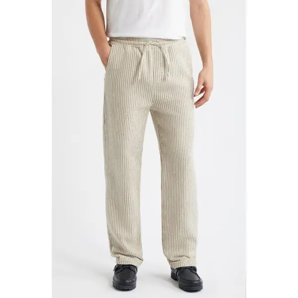 PERCIVAL Sorrento Pinstripe Cotton & Linen Drawstring Pants