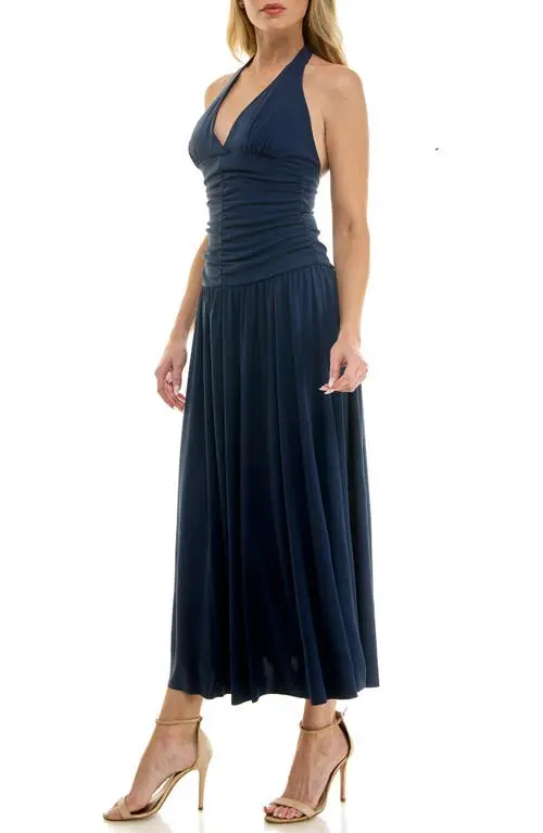 SOCIALITE Ruched Halter Midi Dress
