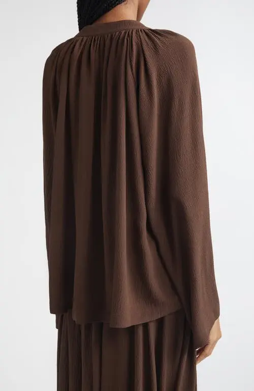 Michael Kors Silk Seersucker Poet Shirt - Espresso