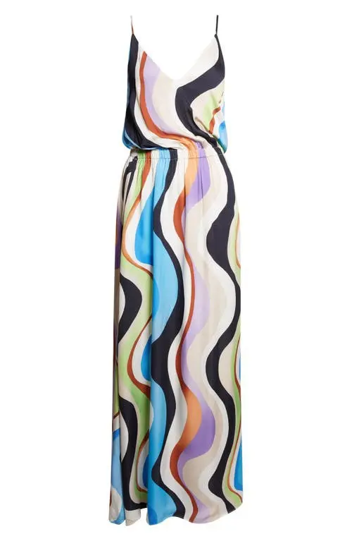 Ramy Brook Clarissa Wave Print Maxi Dress