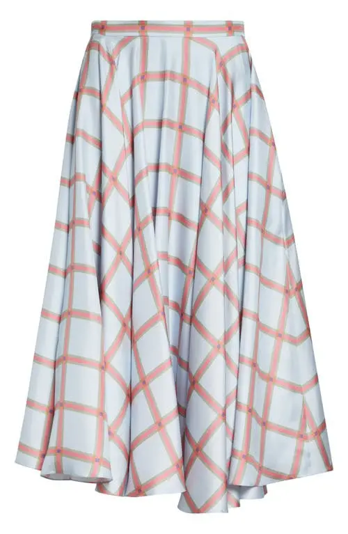 EMILIA WICKSTEAD Karima Plaid Silk Twill Midi Skirt - Check-blue/pink/chocolate