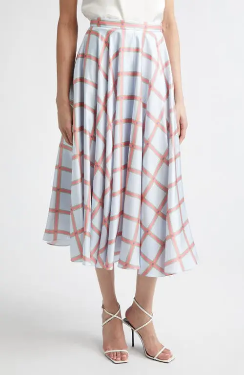 EMILIA WICKSTEAD Karima Plaid Silk Twill Midi Skirt - Check-blue/pink/chocolate