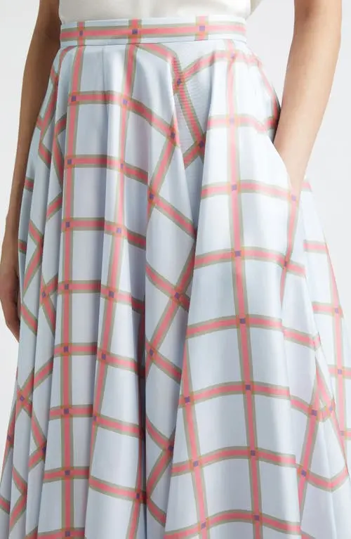 EMILIA WICKSTEAD Karima Plaid Silk Twill Midi Skirt