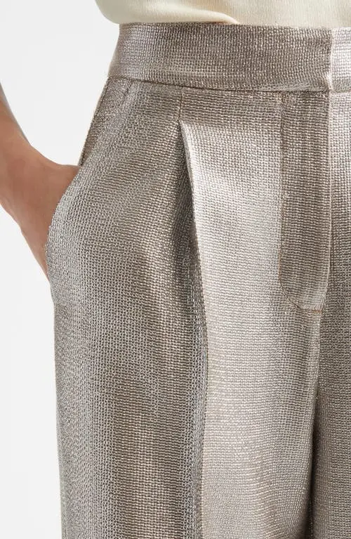 St. John Lamé Suiting Trousers - Antique Silver