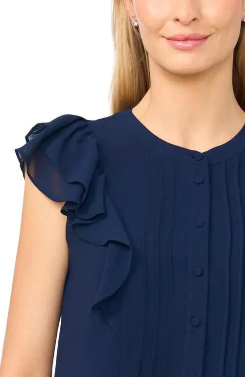 CECE DUPRAZ Ruffle Sleeve Pintuck Top