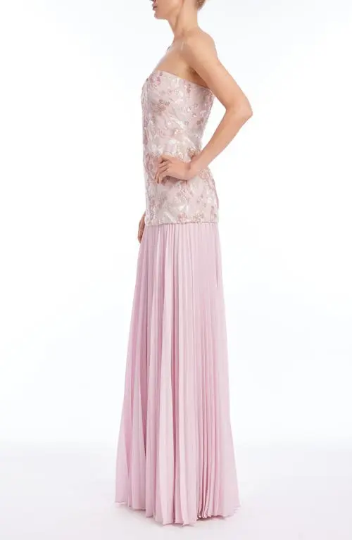 Badgley Mischka Embellished Drop Waist Evening Gown
