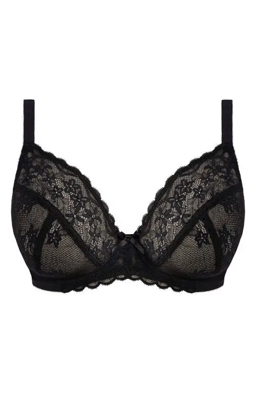 Freya Quinn Lace Underwire Plunge Bra - Black