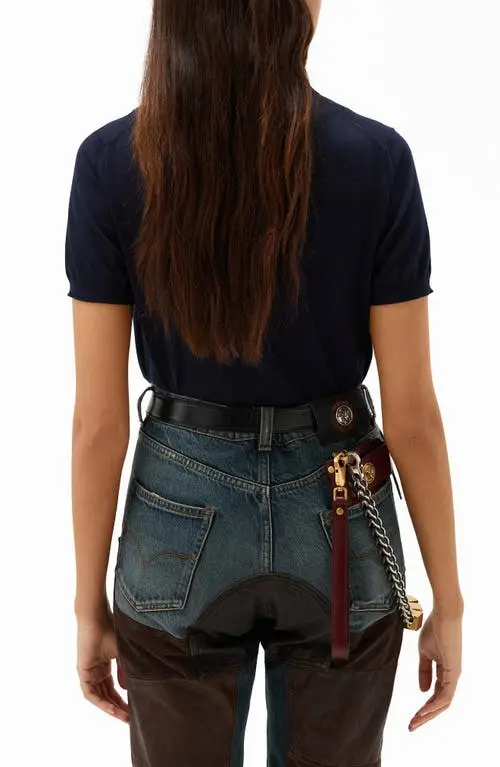 Versace Embroidered Virgin Wool Shirt Cardigan - Navy