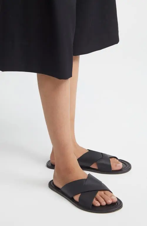 THE ROW Malick Crisscross Slide Sandal - Black