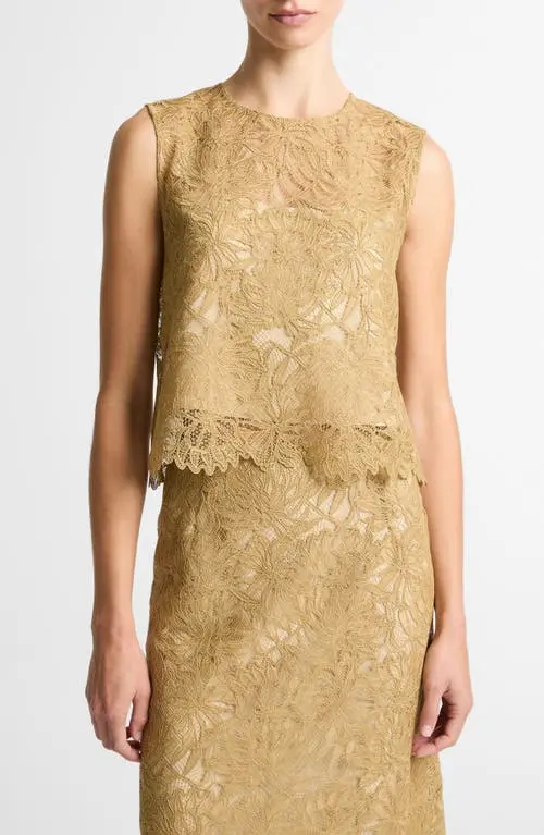 Vince Lace Boxy Shell - Soft Gold