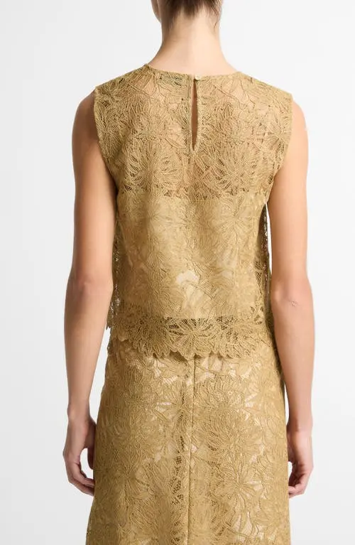 Vince Lace Boxy Shell - Soft Gold