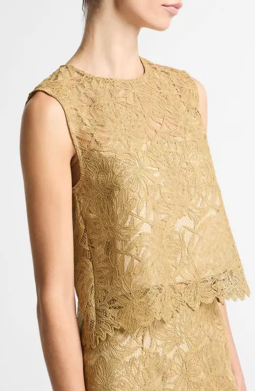 Vince Lace Boxy Shell - Soft Gold