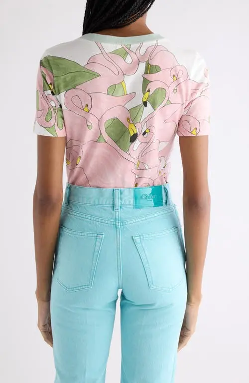 Chloé Flamingo Print Jersey T-shirt - Iconic Milk