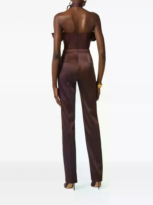 Elisabetta Franchi Ruffled Off-shoulder Jumpsuit - Brown