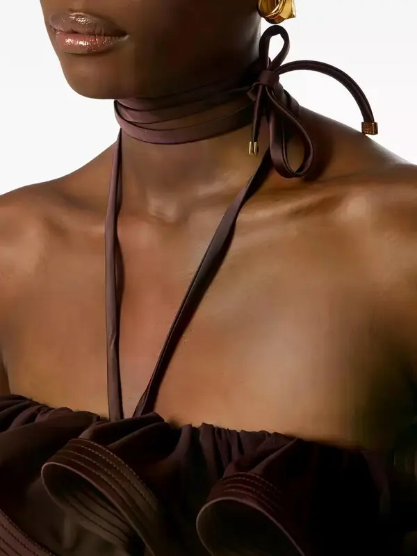 Elisabetta Franchi Ruffled Off-shoulder Jumpsuit - Brown
