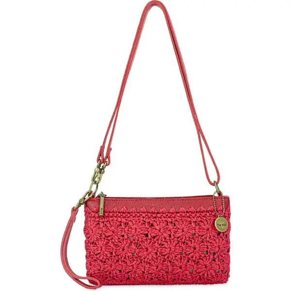 THE SAK Vita Hand Crochet Crossbody Wristlet - Scarlet Primrose Straw