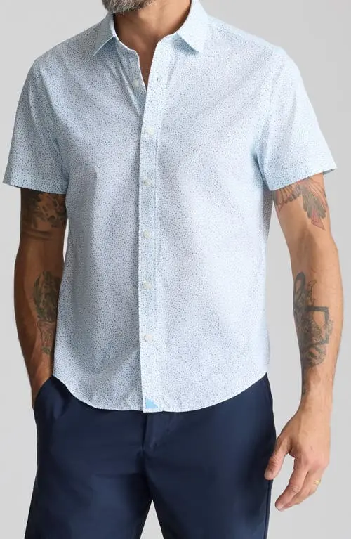 UNTUCKIT Brookstone Dandelion Print Short Sleeve Performance Button-up Shirt - Blue