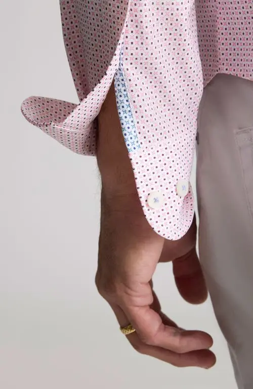 UNTUCKIT Fairfax Microprint Performance Button-up Shirt - New Pink